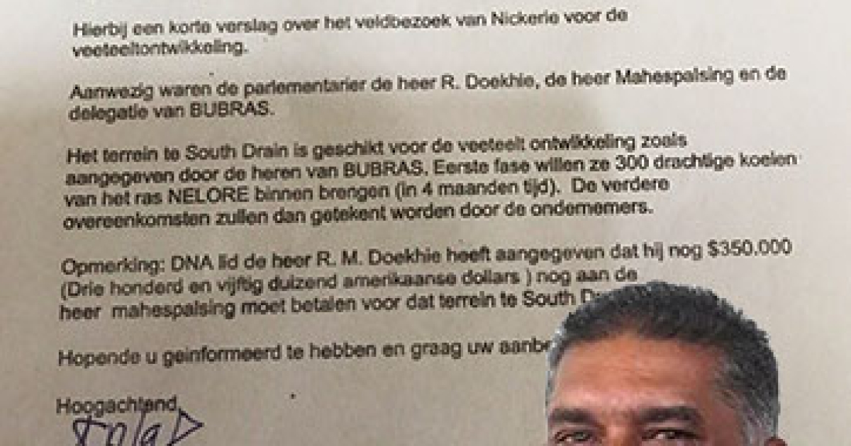 Doekhie doet aangifte tegen ex-minister Algoe | Suriname Nieuws Centrale