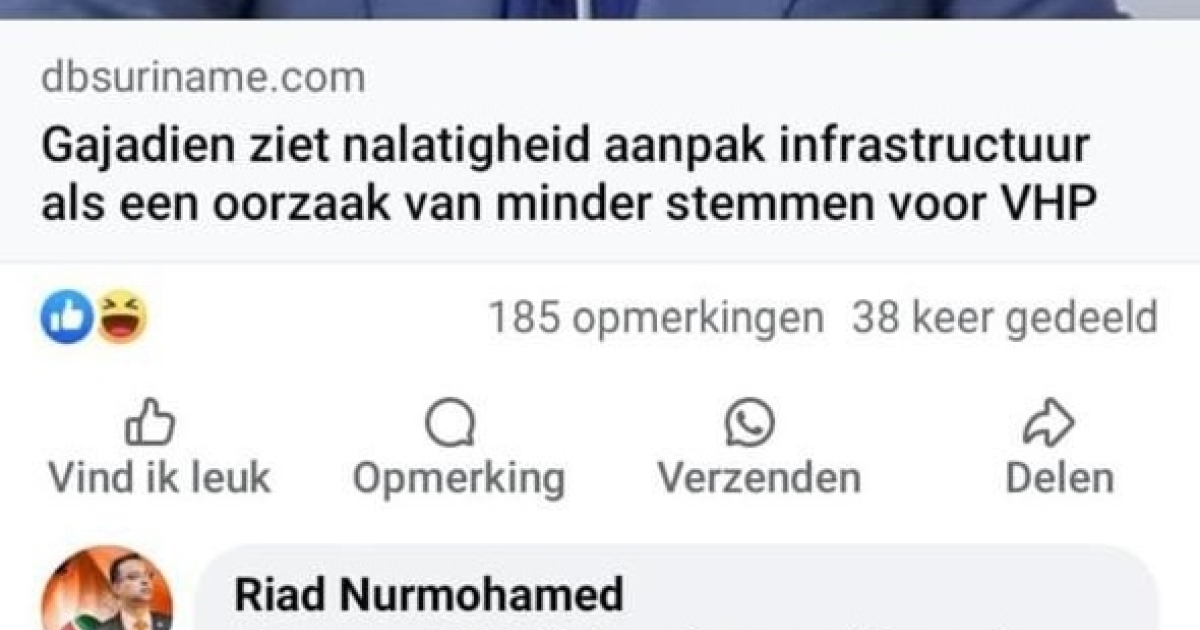 Riad Nurmohamed reageert fel op kritiek van Gajadien over infrastructuurbeleid OW | Suriname ...